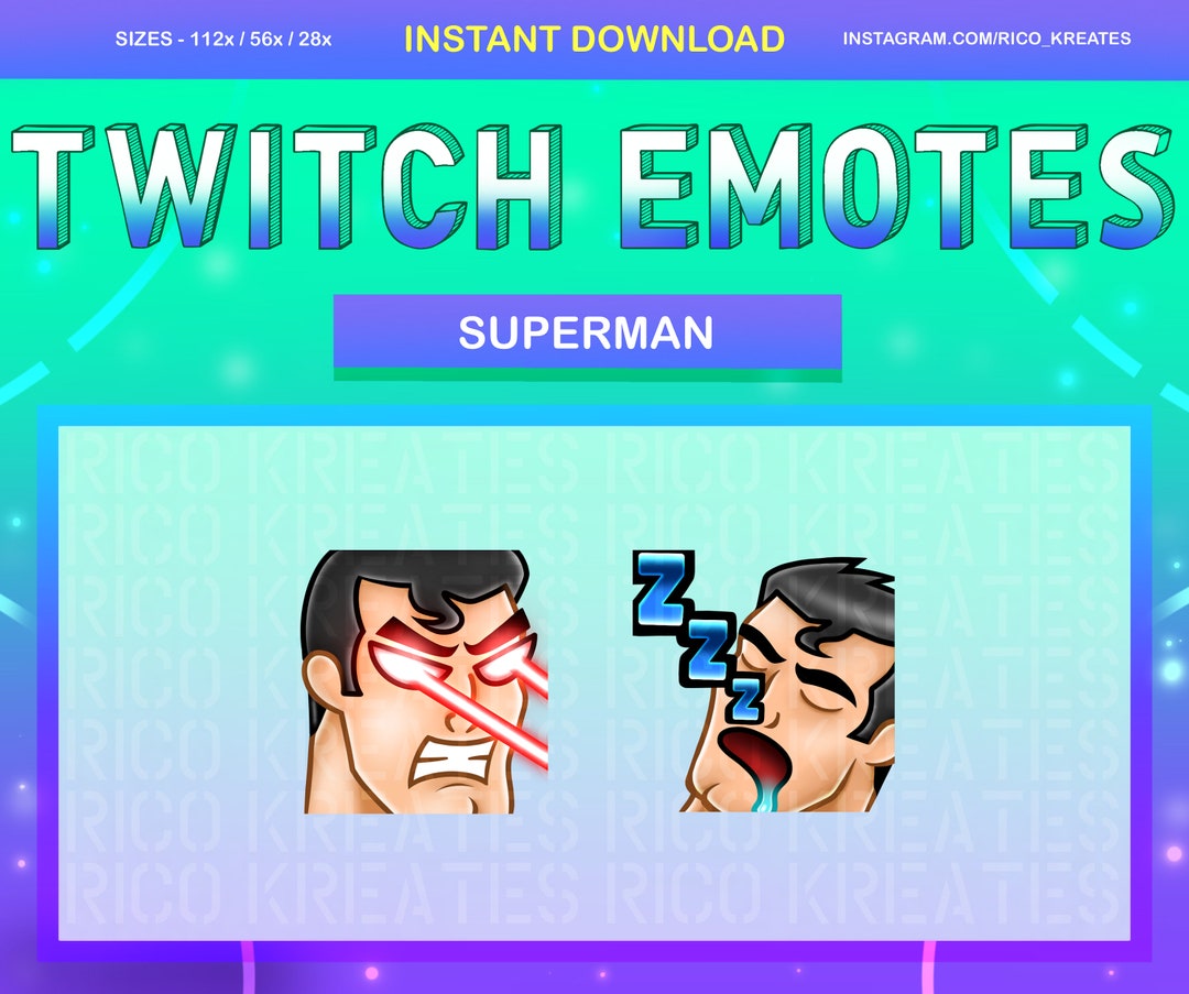 Super Man Twitch Emote Pack 112x112 / 56x56 / 28x28 - Twitch, Discord ...