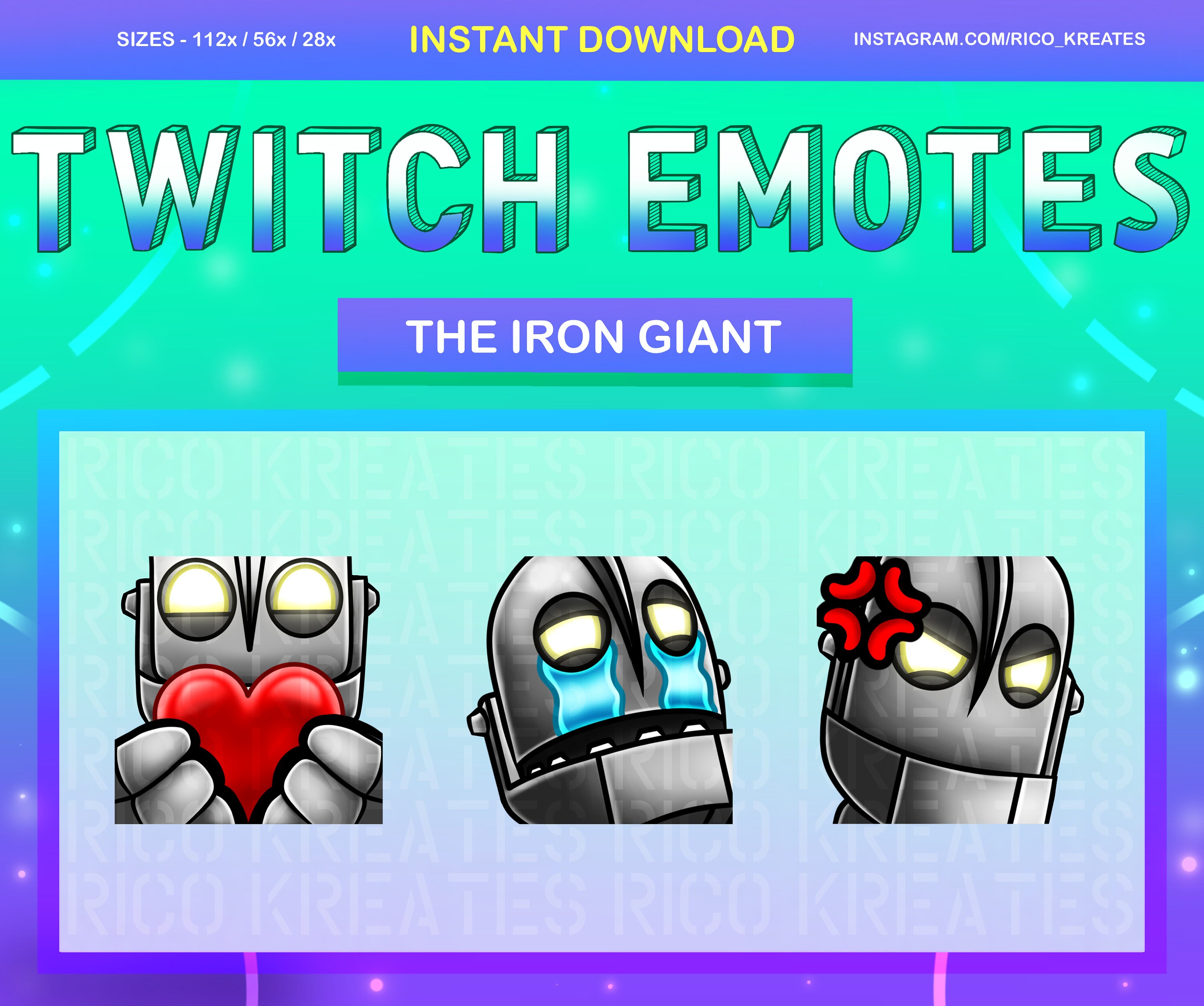 The Iron Giant Emote Pack 112x112 / 56x56 / 28x28 - Twitch, Youtube ...
