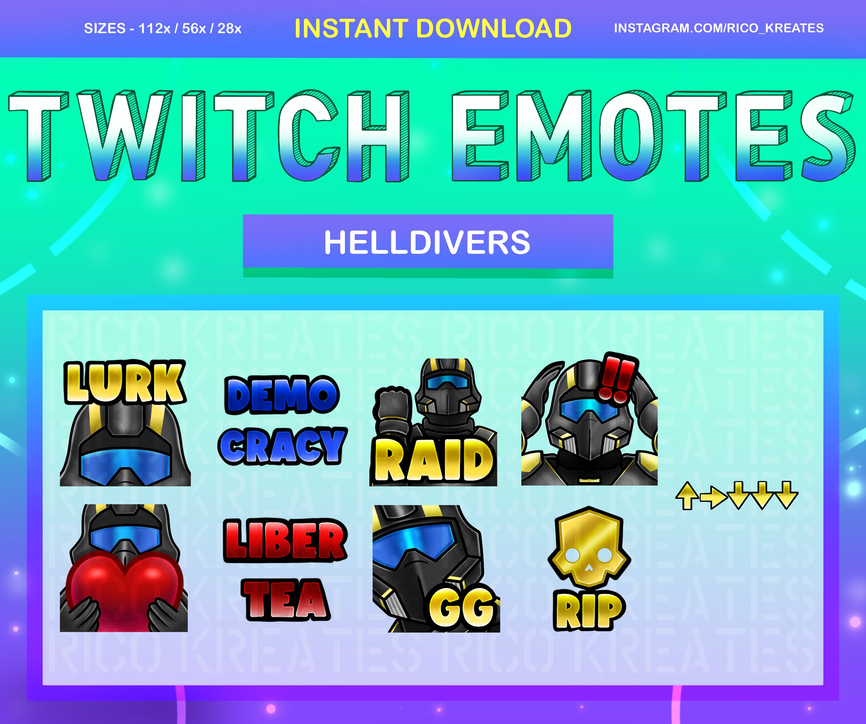 Helldivers 2 Twitch Emote Pack 112x112 / 56x56 / 28x28 - Twitch ...