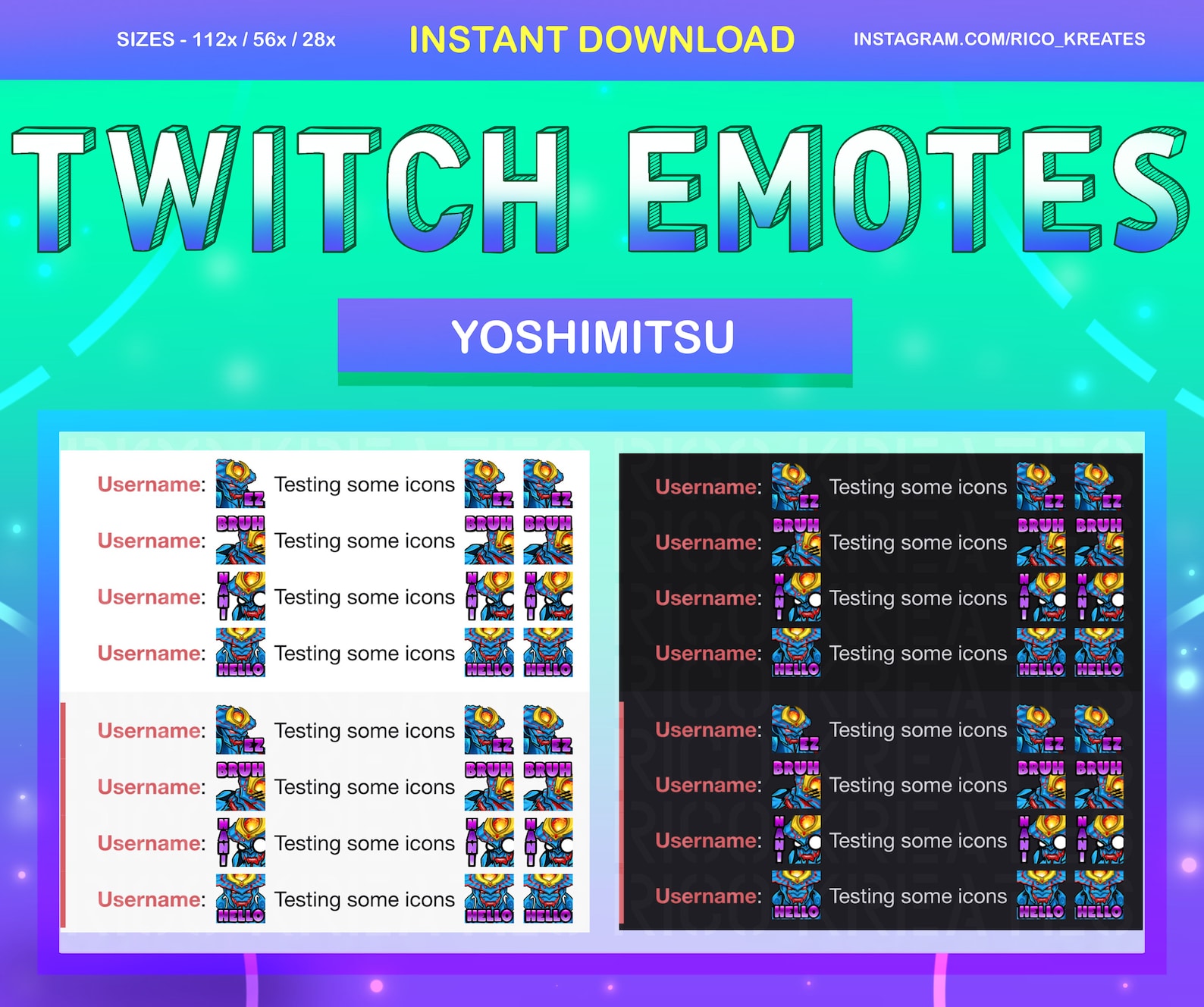 Yoshimitsu Tekken 8 Twitch Emote Pack 112x112 / 56x56 / 28x28 - Twitch ...