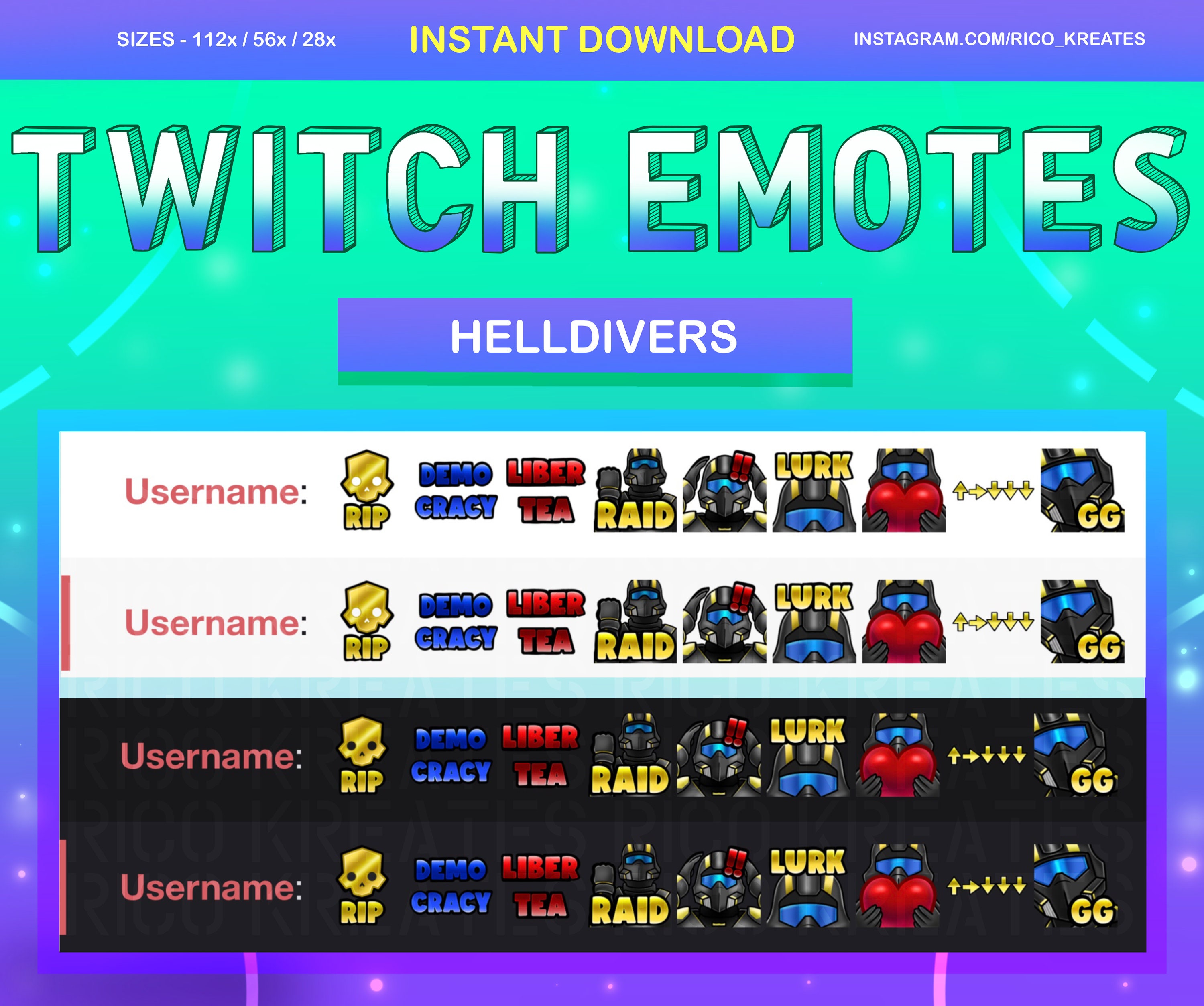 Helldivers 2 Twitch Emote Pack 112x112 / 56x56 / 28x28 - Twitch ...