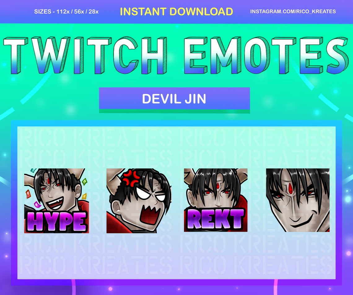 Devil Jin Tekken 8 Twitch Emote Pack 112x112 / 56x56 / 28x28 - Twitch ...