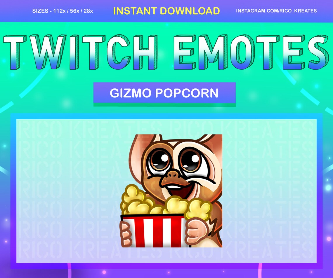 Gizmoo Popcorn Twitch Emote 112x112 / 56x56 / 28x28 - Twitch, Discord ...