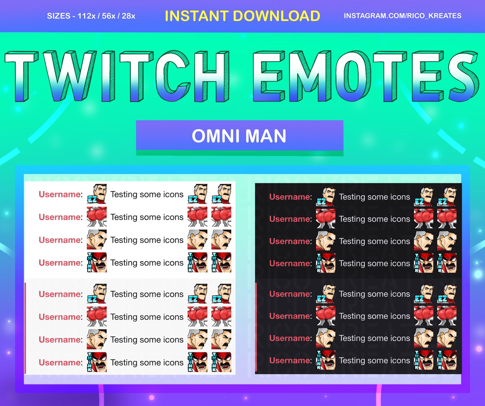 Omni Man Twitch Emote Pack 112x112 / 56x56 / 28x28 - Twitch, Discord ...