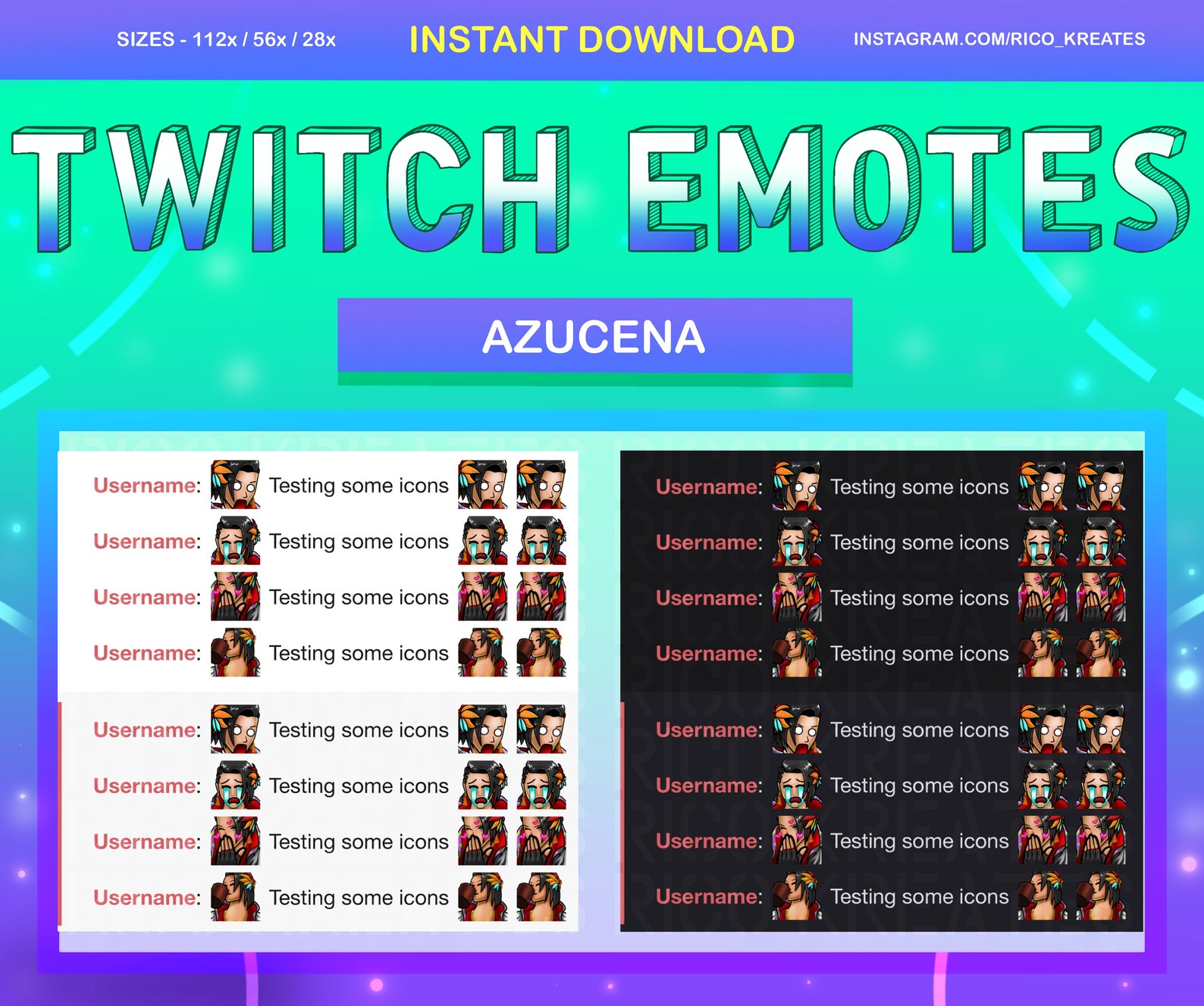 Azucena Tekken 8 Twitch Emote Pack 112x112 / 56x56 / 28x28 Twitch ...