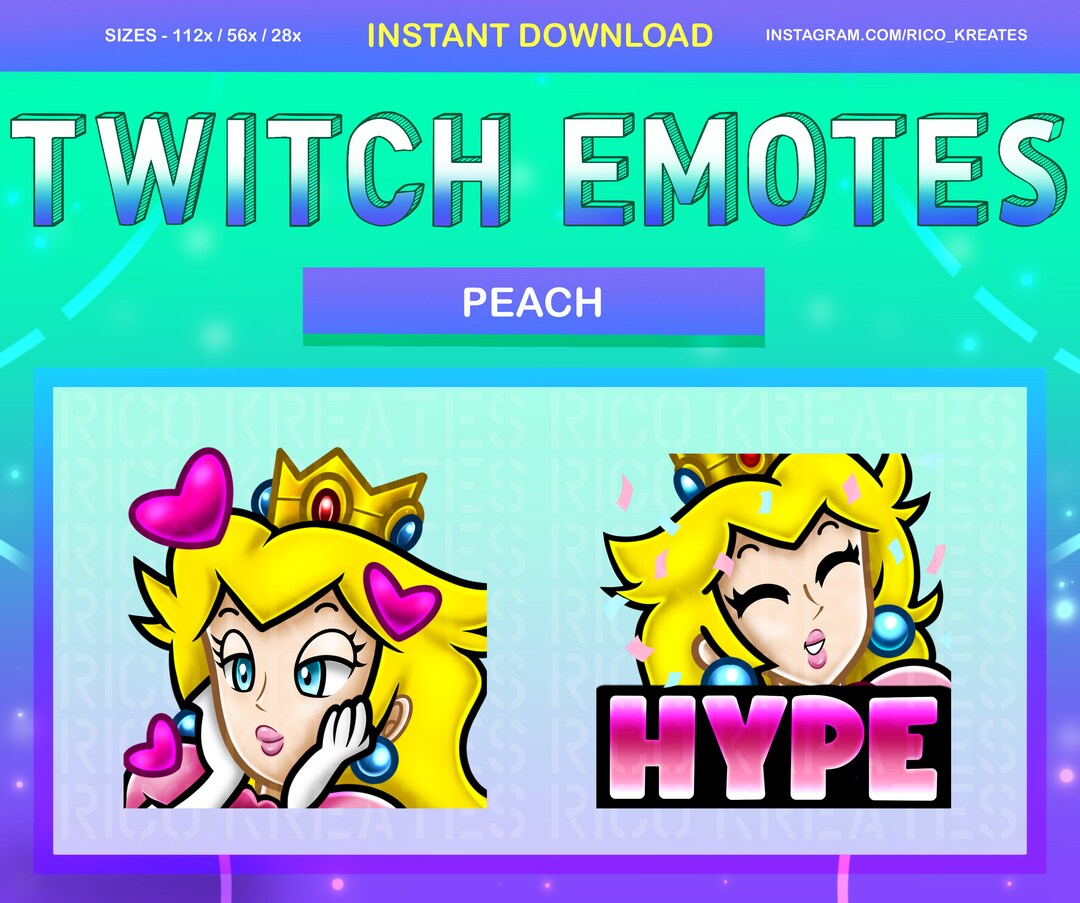 Peach Twitch Emote Pack 112x112 / 56x56 / 28x28 - Twitch, Youtube ...