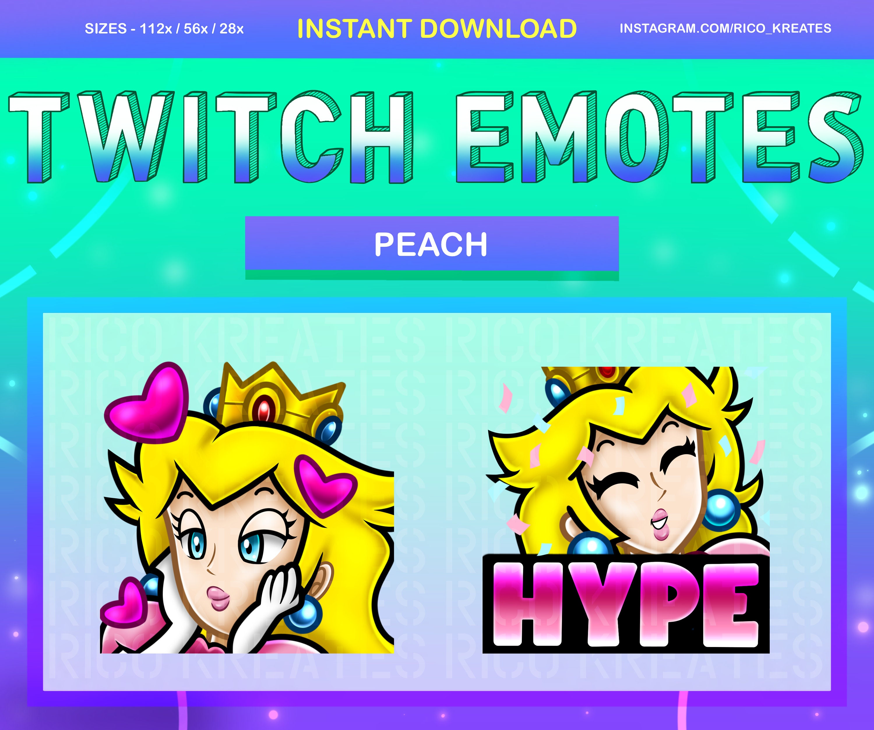 Peach Twitch Emote Pack 112x112 / 56x56 / 28x28 - Twitch, Youtube ...