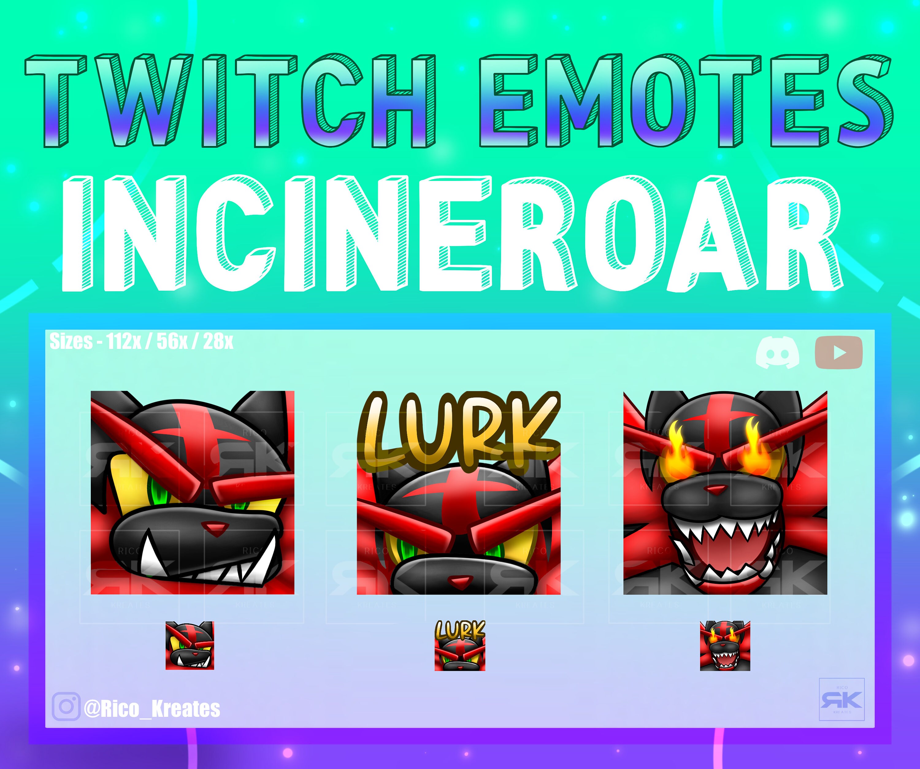 Incineroar Emote Pack 112x112 / 56x56 / 28x28 Twitch - Etsy
