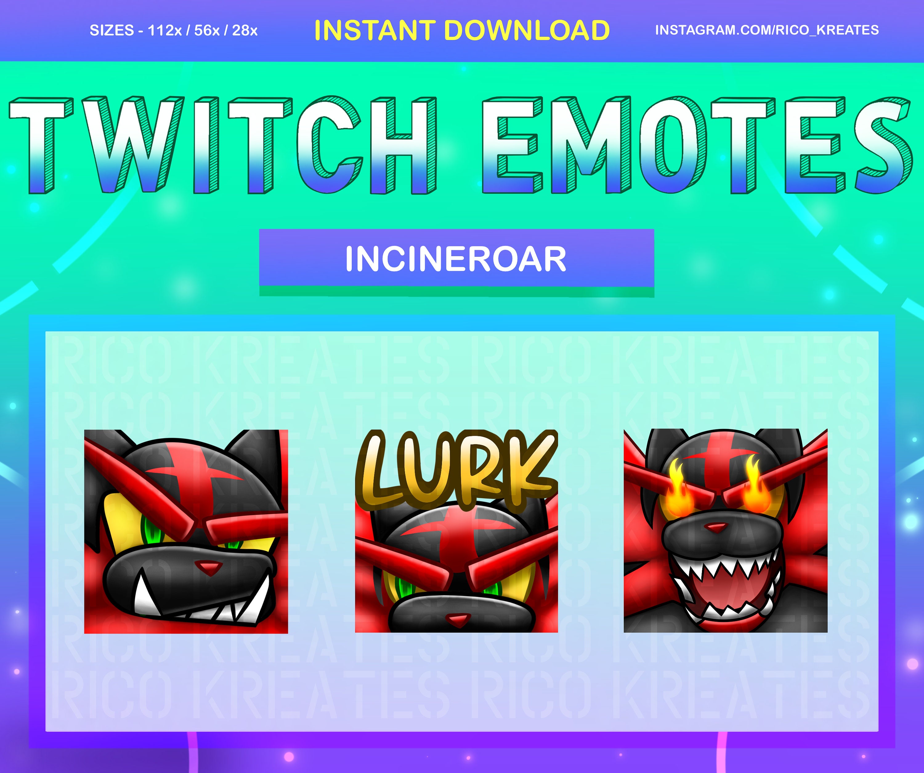 Incineroar Emote Pack 112x112 / 56x56 / 28x28 Twitch, Youtube, Discord ...