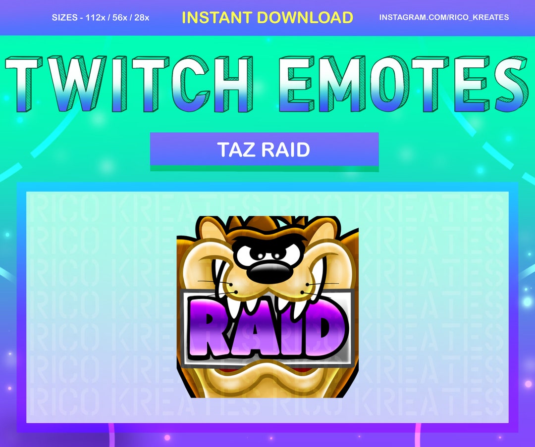 Tasmanian Devil Raid Twitch Emote 112x112 / 56x56 / 28x28 Twitch ...