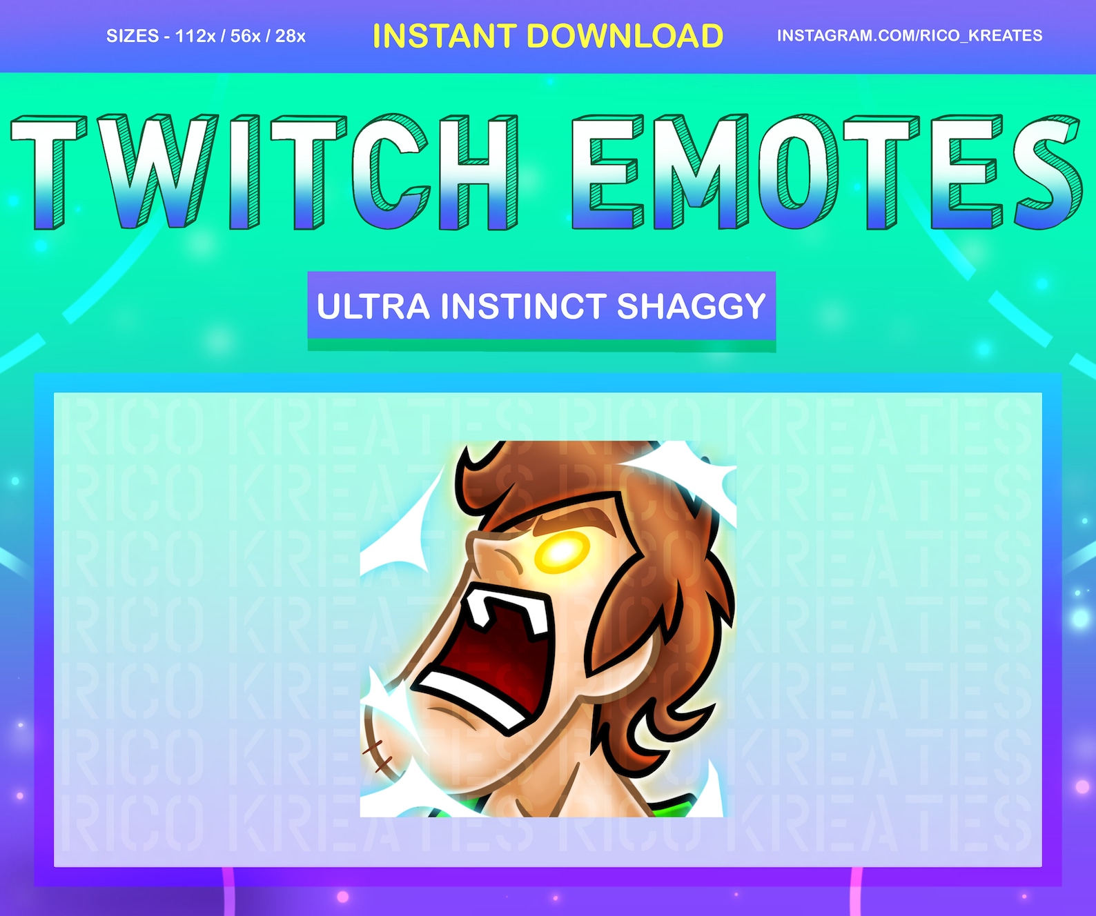 Ultra Instinct Shaggy Twitch Emote 112x112 / 56x56 / 28x28 - Twitch ...