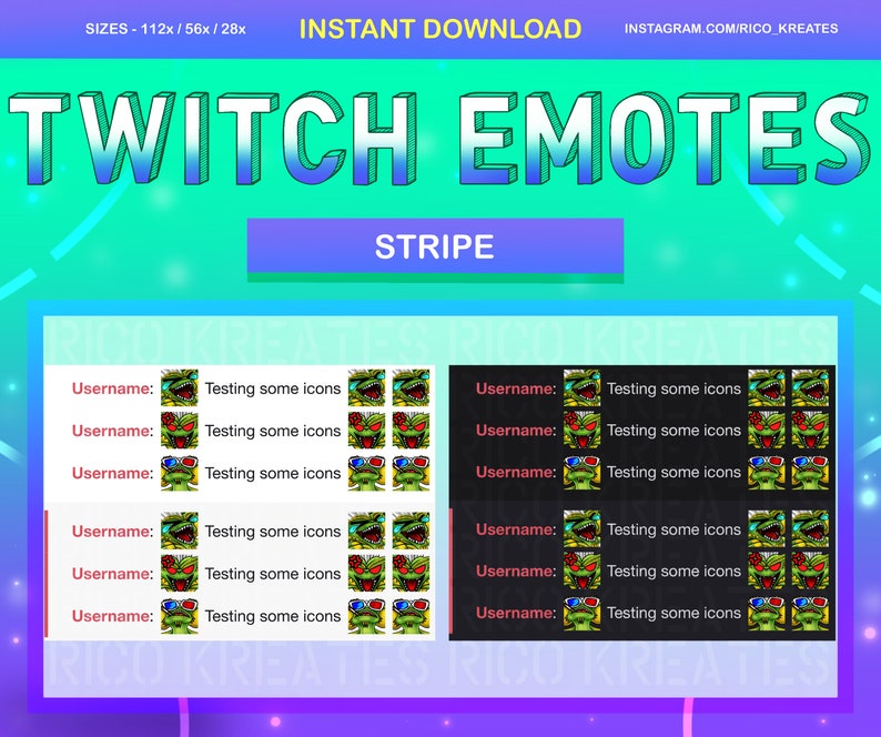 Stripe Twitch Emote Pack 112x112 / 56x56 / 28x28 - Twitch, Discord ...