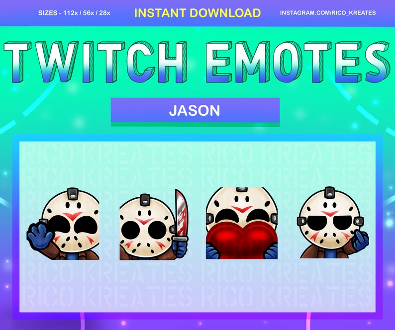 Jason Voorhees Twitch Emote Pack 112x112 / 56x56 / 28x28 - Twitch ...