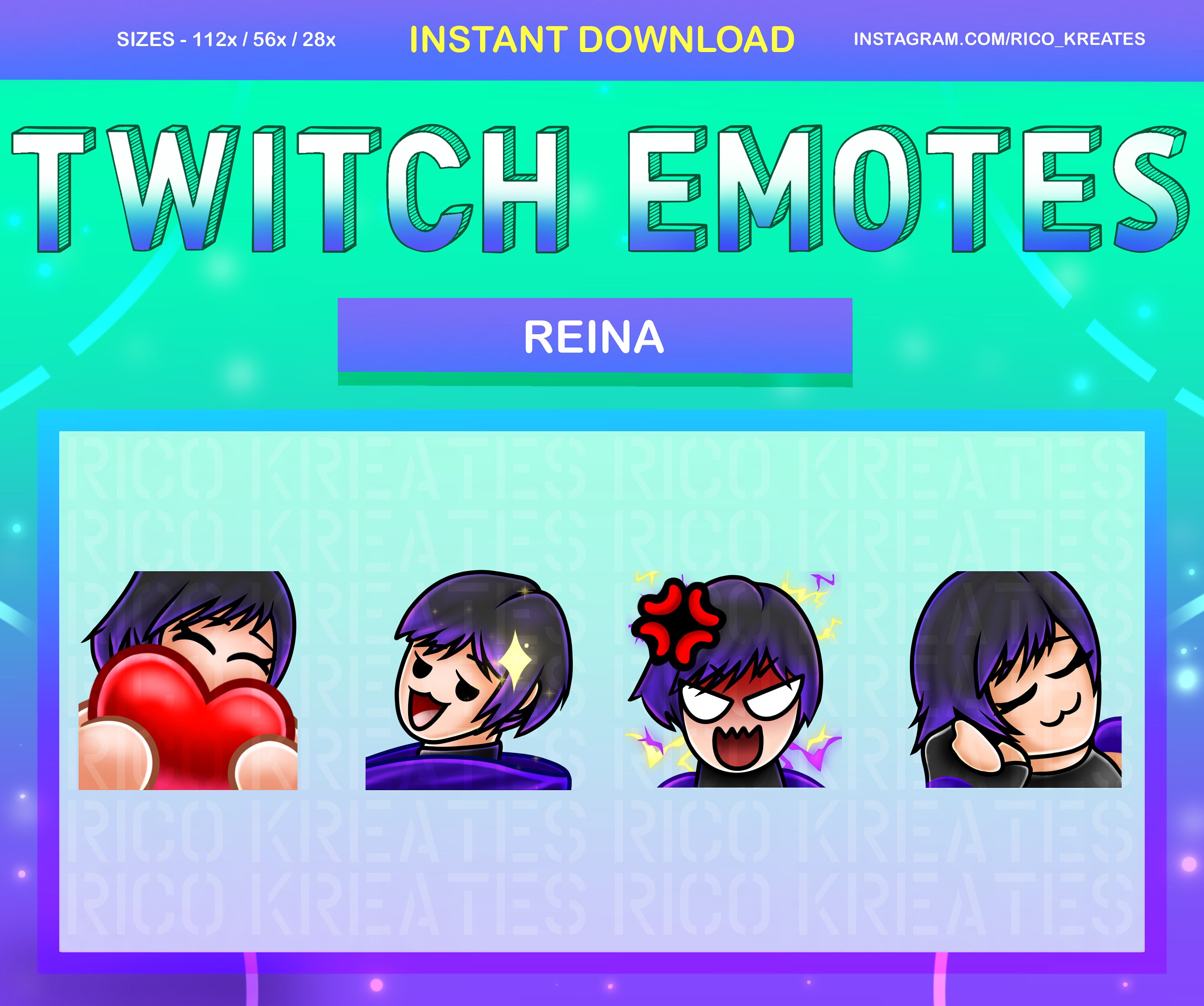 Reina Tekken 8 Twitch Emote Pack 112x112 / 56x56 / 28x28 - Twitch ...