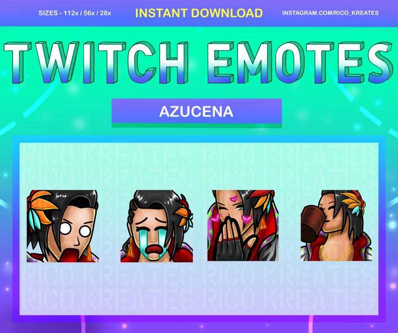 Azucena Tekken 8 Twitch Emote Pack 112x112 / 56x56 / 28x28 Twitch ...