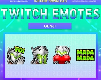 Cyber Demon Genji Overwatch Twitch Emote Pack 112x112 / 56x56 / 28x28 ...