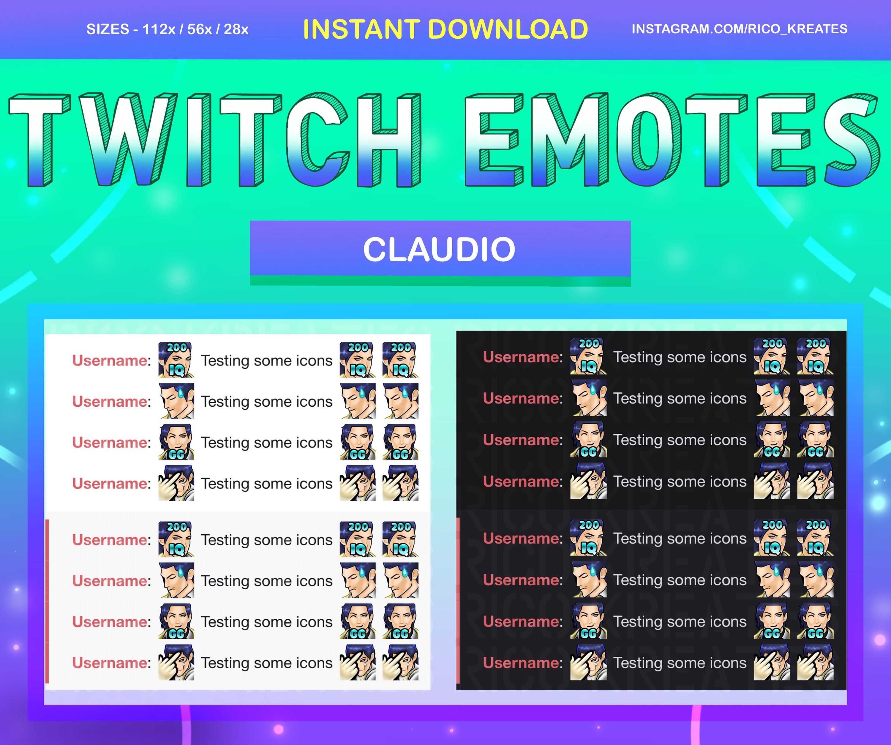 Claudio Tekken 8 Twitch Emote Pack 112x112 / 56x56 / 28x28 - Twitch ...