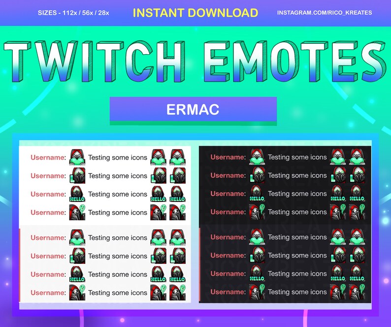 Ermac Mortal Kombat Twitch Emote Pack 112x112 / 56x56 / 28x28 - Twitch ...