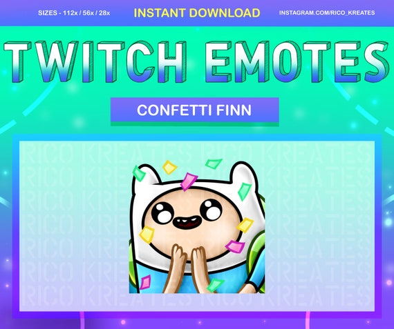 Confetti Finn Twitch Emote 112x112 / 56x56 / 28x28 Twitch - Etsy