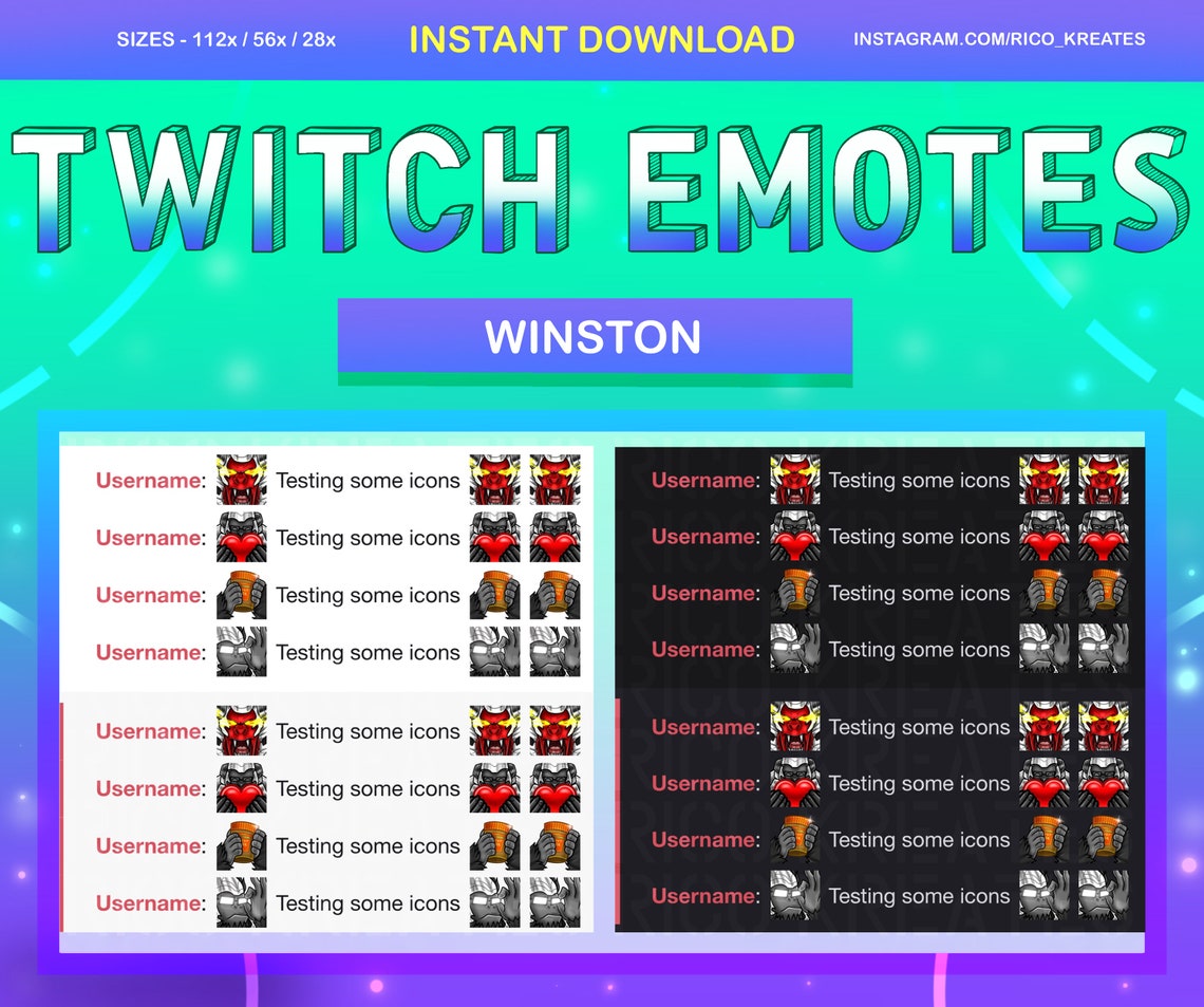 Winston Overwatch Twitch Emote Pack 112x112 / 56x56 / 28x28 - Twitch ...