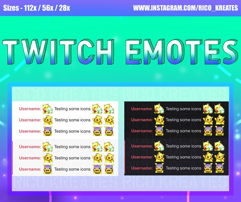 Pikachu Emote Pack 112x112 / 56x56 / 28x28 - Twitch, Youtube, Discord ...