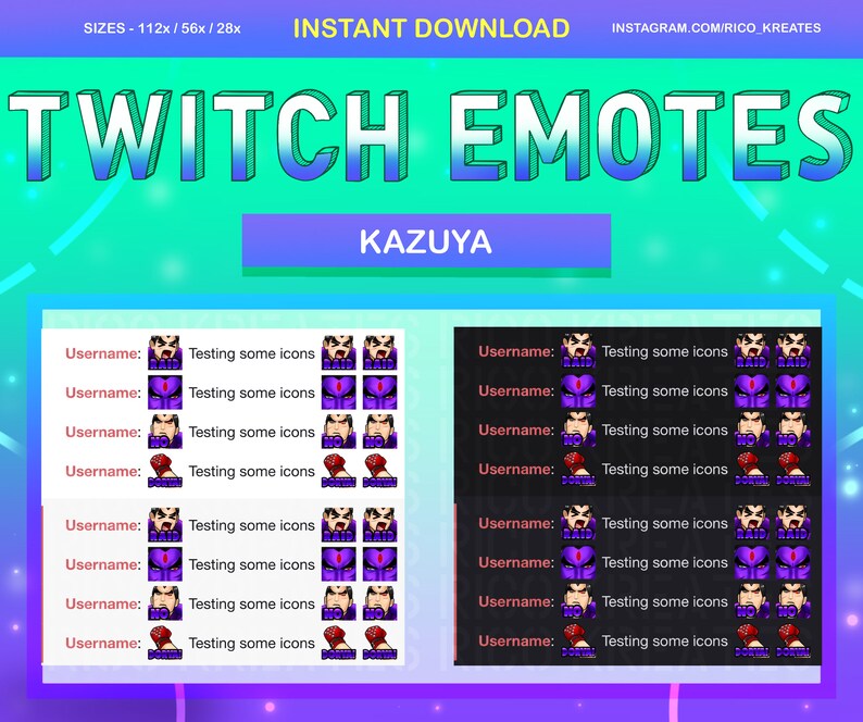 Kazuya Tekken 8 Twitch Emote Pack 112x112 / 56x56 / 28x28 - Twitch ...
