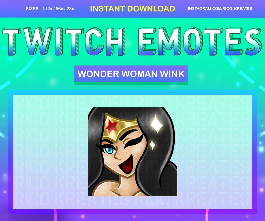 Wonder Womann Wink Twitch Emote 112x112 / 56x56 / 28x28 - Twitch ...