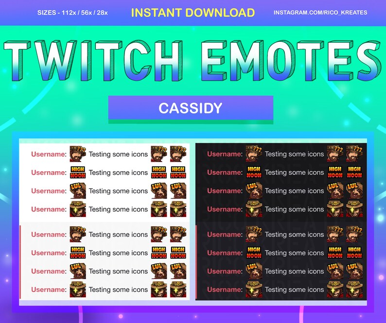 Cassidy Overwatch Twitch Emote Pack 112x112 / 56x56 / 28x28 - Twitch ...