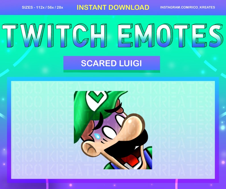 Scared Luigi Emote 112x112 / 56x56 / 28x28 - Twitch, Youtube, Discord ...