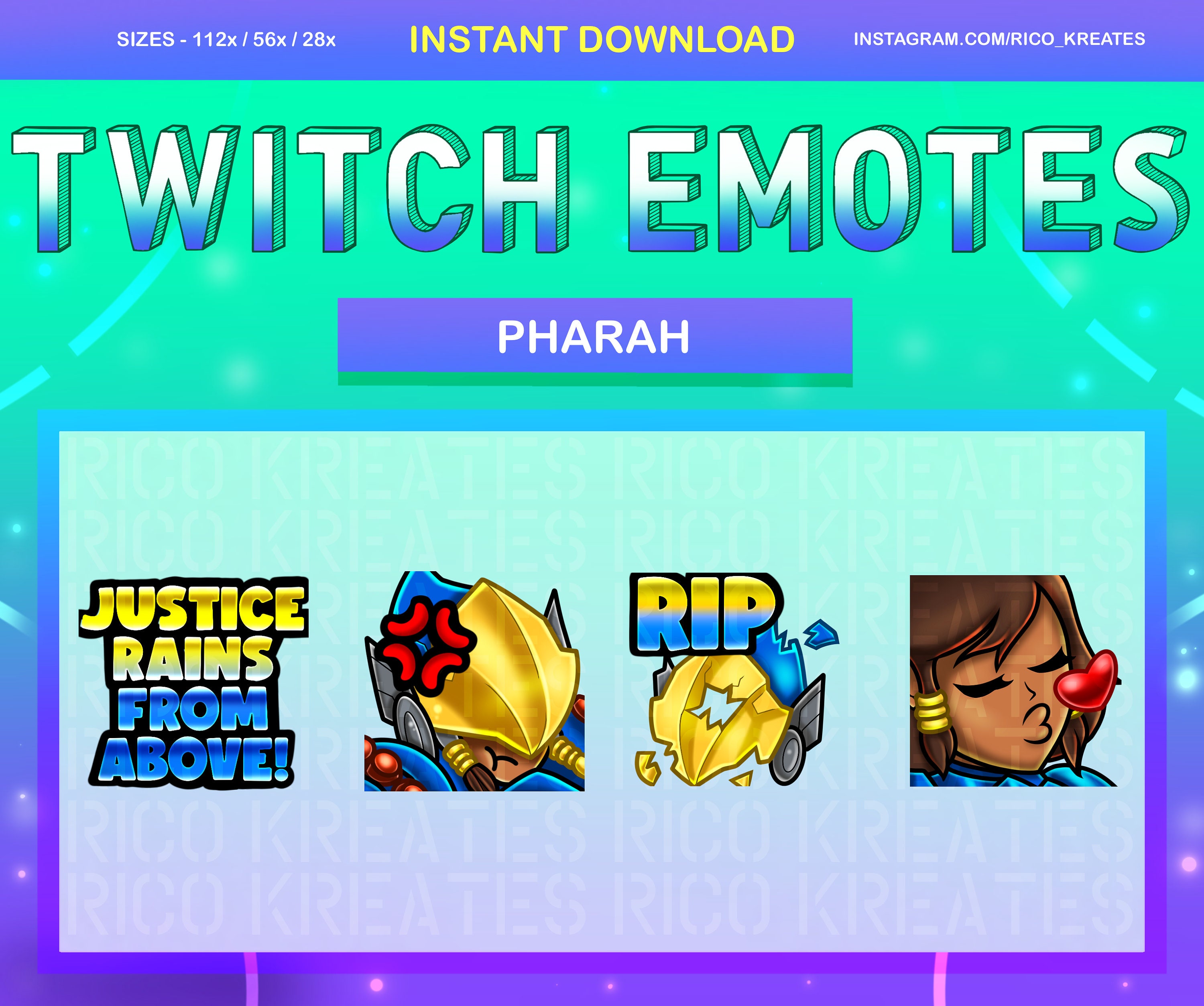 Pharah Overwatch Twitch Emote Pack 112x112 / 56x56 / 28x28 - Twitch ...