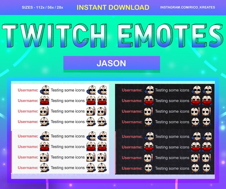 Jason Voorhees Twitch Emote Pack 112x112 / 56x56 / 28x28 - Twitch ...