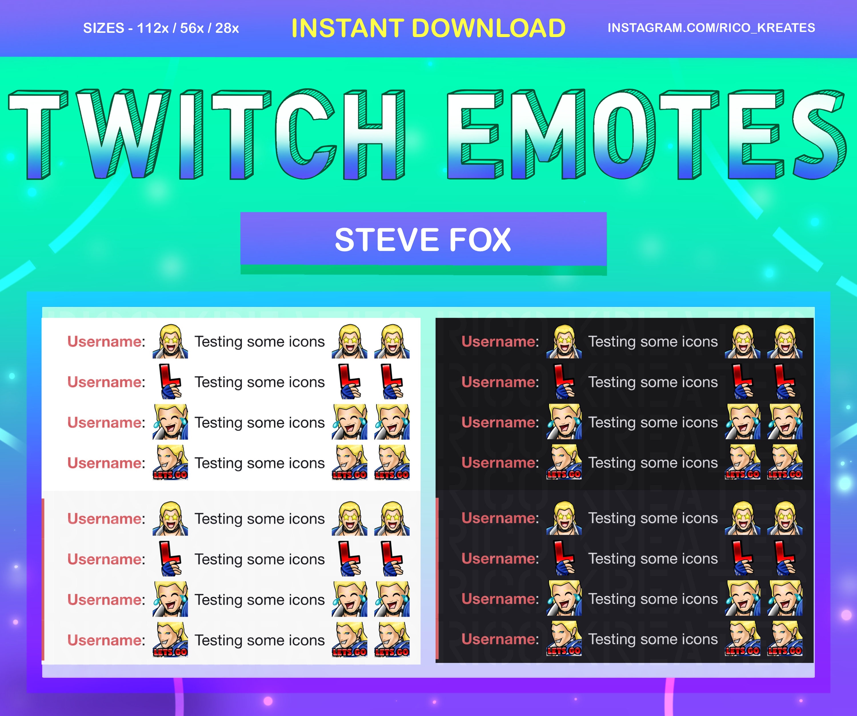 Steve Fox Tekken 8 Twitch Emote Pack 112x112 / 56x56 / 28x28 - Twitch ...