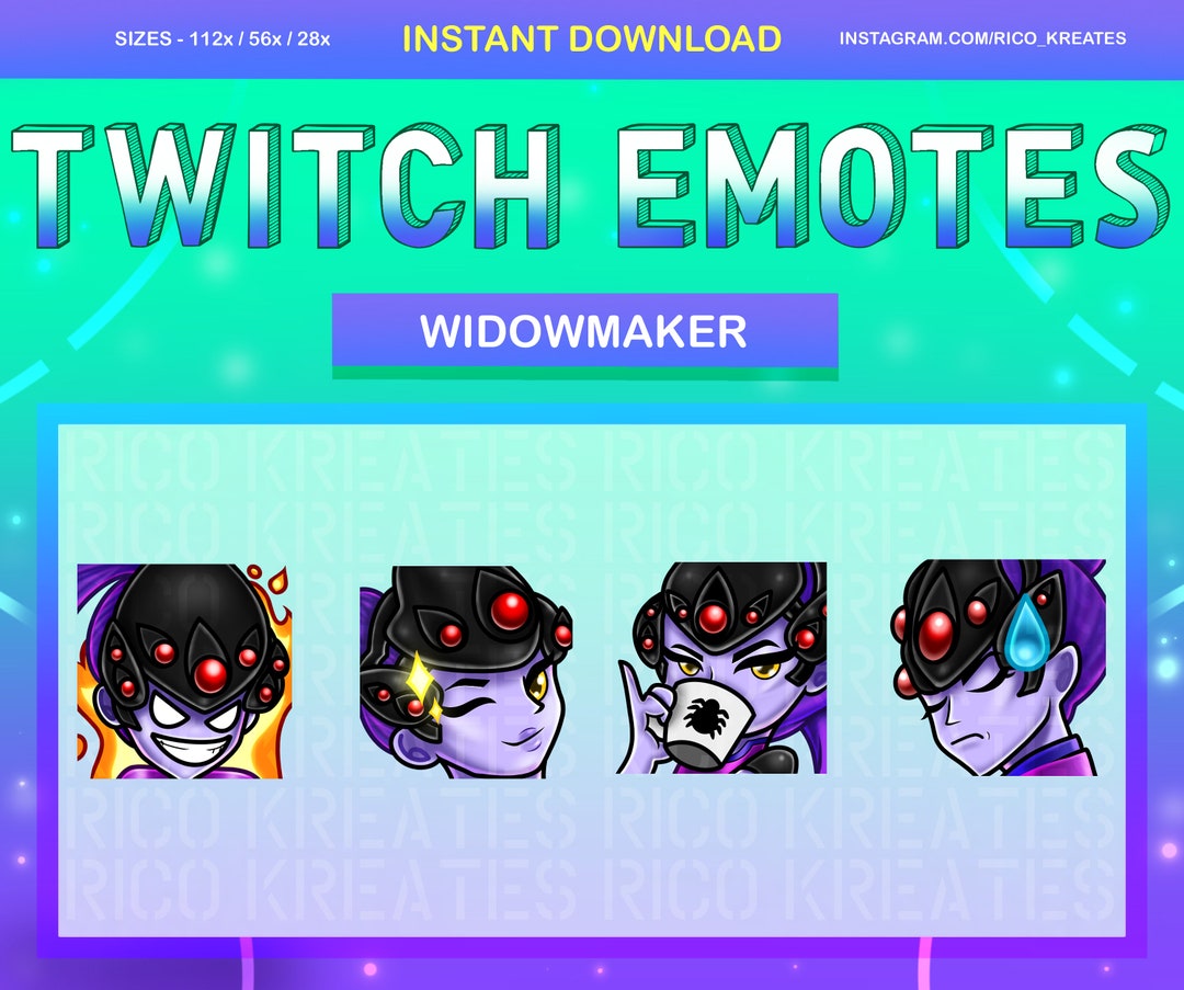 Widowmaker Overwatch Twitch Emote Pack 112x112 / 56x56 / 28x28 - Twitch ...