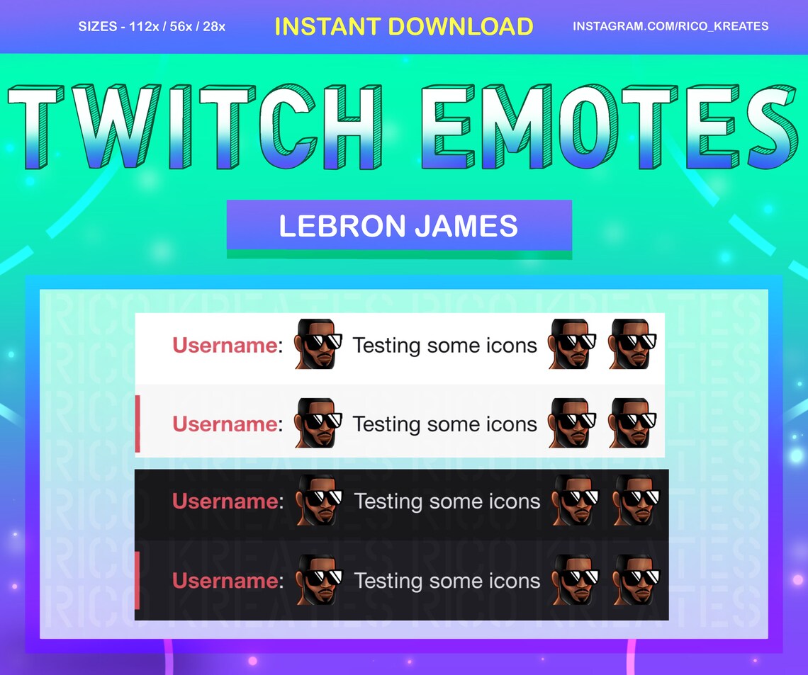 Lebron Twitch Emote 112x112 / 56x56 / 28x28 - Twitch, Discord, Youtube ...