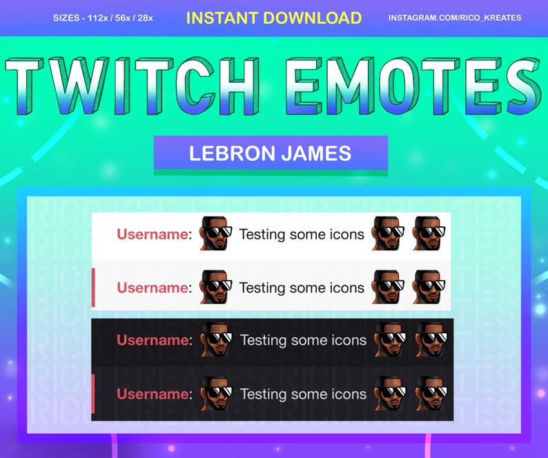 Lebron Twitch Emote 112x112 / 56x56 / 28x28 - Twitch, Discord, Youtube ...