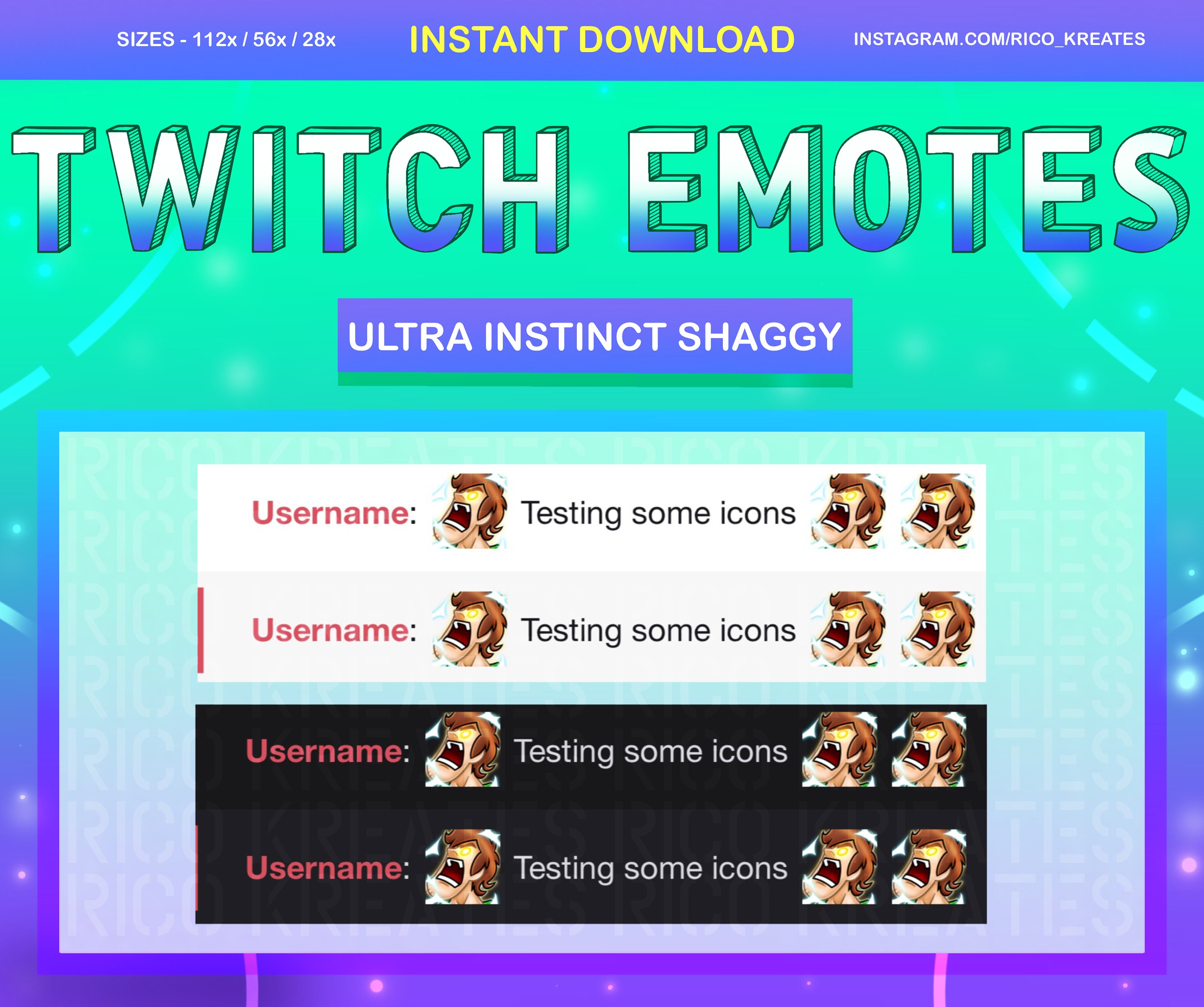 Ultra Instinct Shaggy Twitch Emote 112x112 / 56x56 / 28x28 - Twitch ...