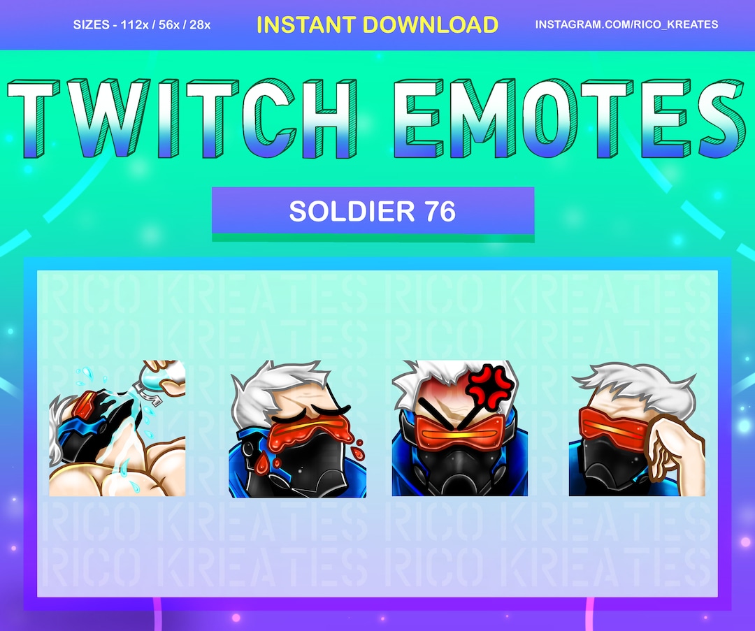 Soldier 76 Overwatch Twitch Emote Pack 112x112 / 56x56 / 28x28 - Twitch ...
