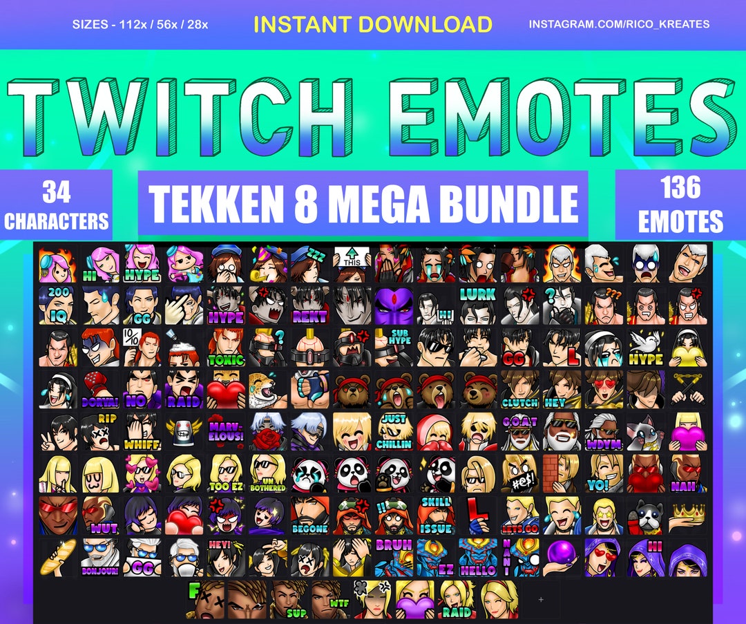 Tekken 8 Mega Twitch Emote Bundle 112x112 / 56x56 / 28x28 - Twitch ...