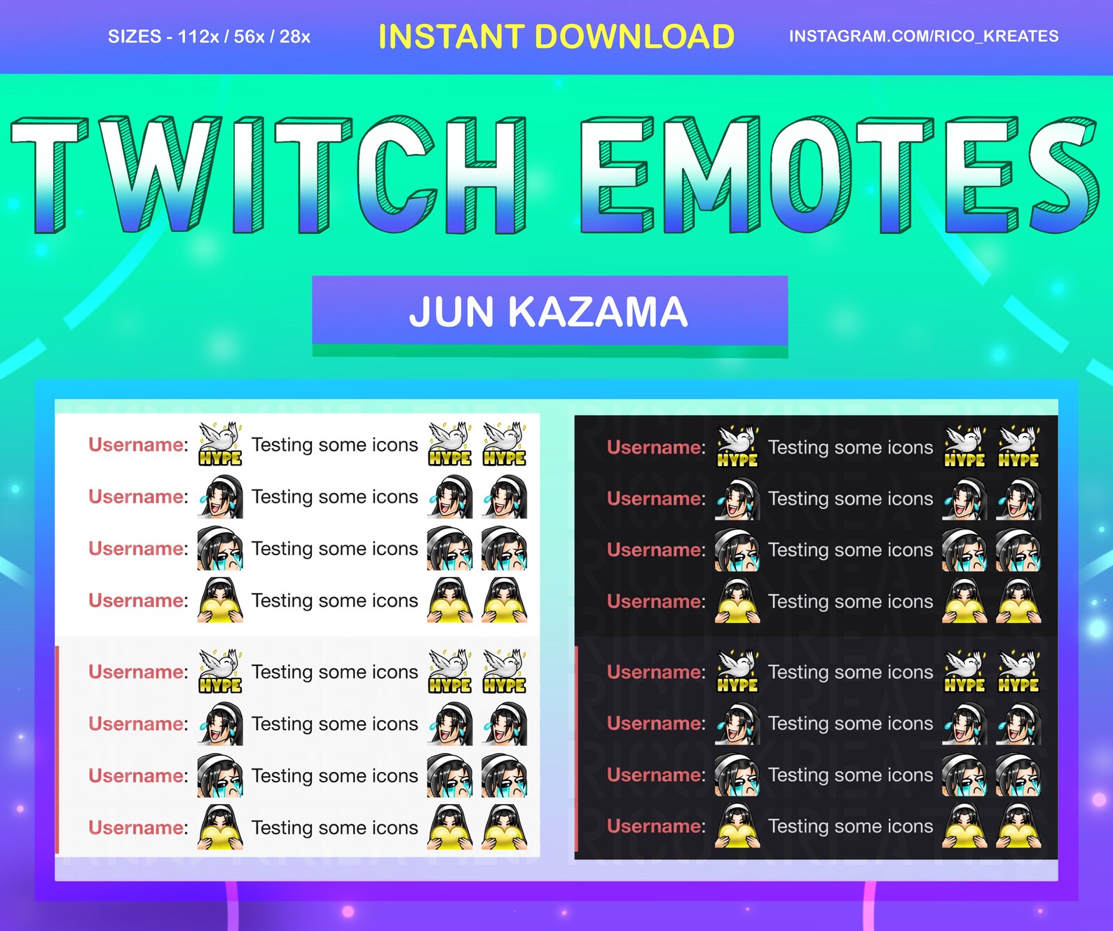 Jun Kazama Tekken 8 Twitch Emote Pack 112x112 / 56x56 / 28x28 - Twitch ...