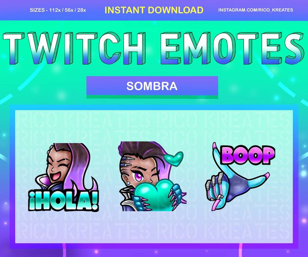 Sombra Overwatch Twitch Emote Pack 112x112 / 56x56 / 28x28 - Twitch ...