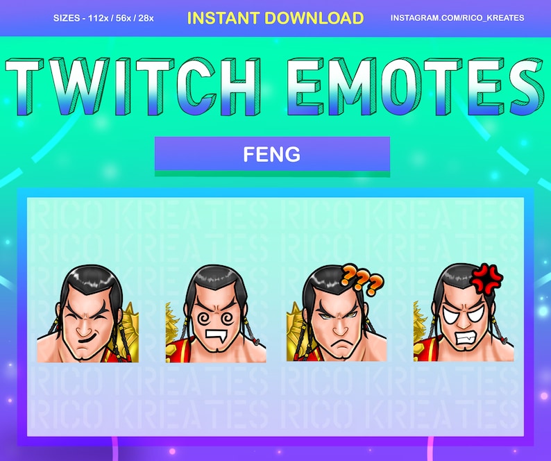 Feng Tekken 8 Twitch Emote Pack 112x112 / 56x56 / 28x28 - Twitch ...