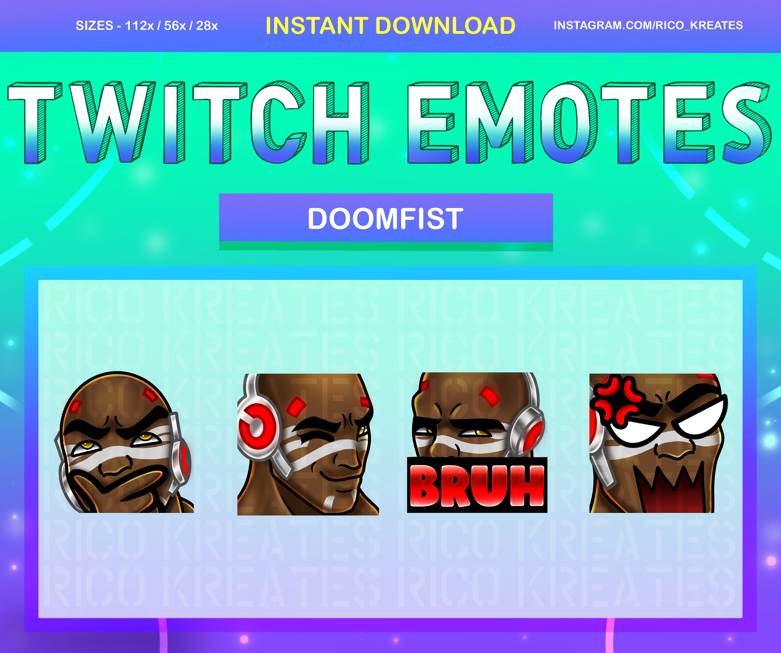 Doomfist Overwatch Twitch Emote Pack 112x112 / 56x56 / 28x28 - Twitch ...
