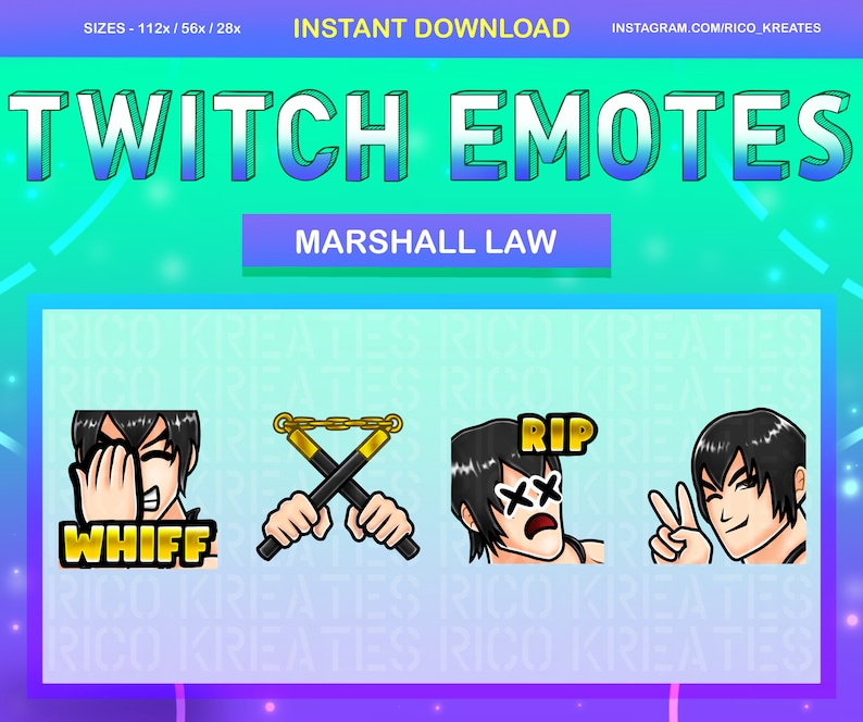 Marshall Law Tekken 8 Twitch Emote Pack 112x112 / 56x56 / 28x28 ...