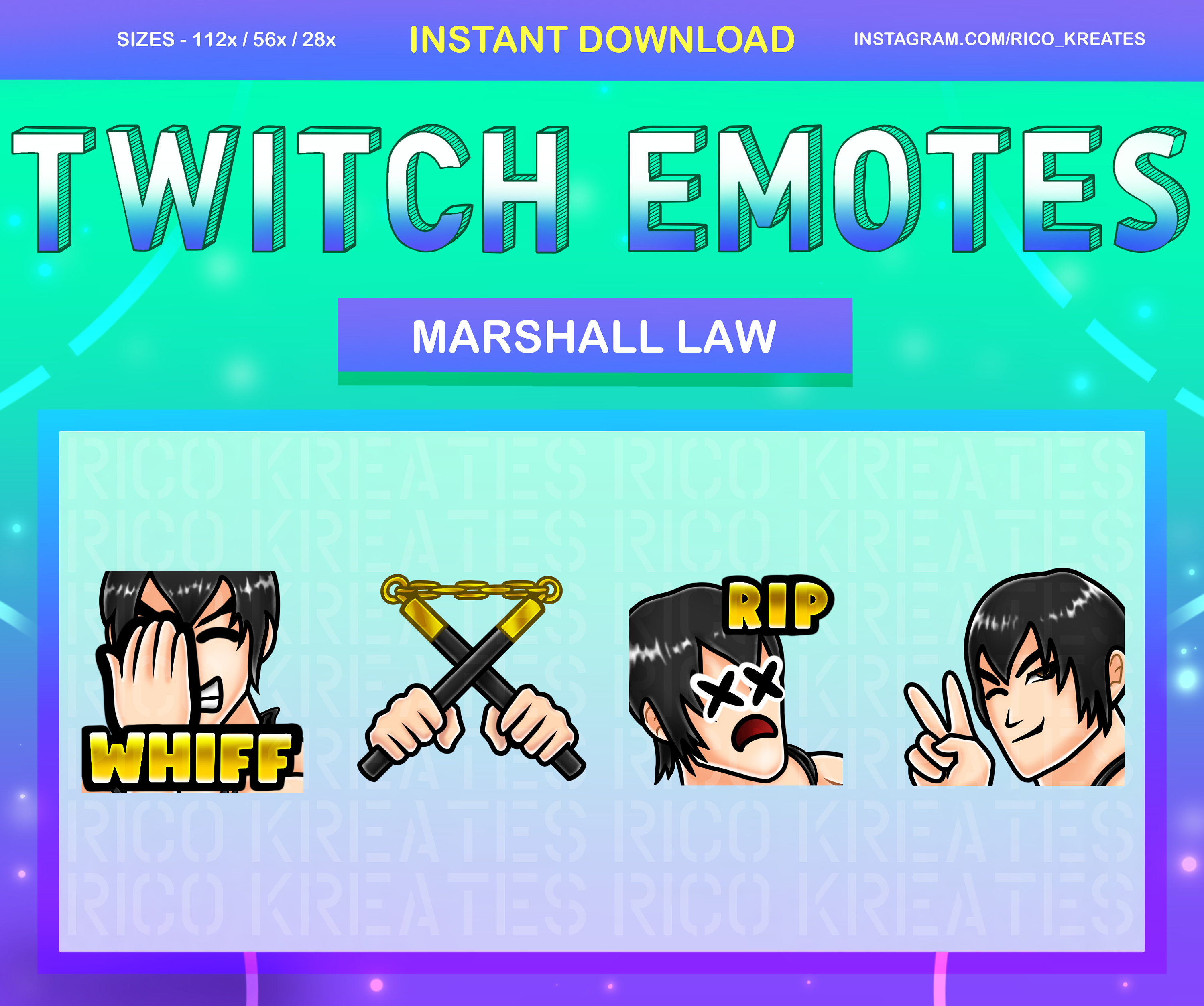 Marshall Law Tekken 8 Twitch Emote Pack 112x112 / 56x56 / 28x28 ...