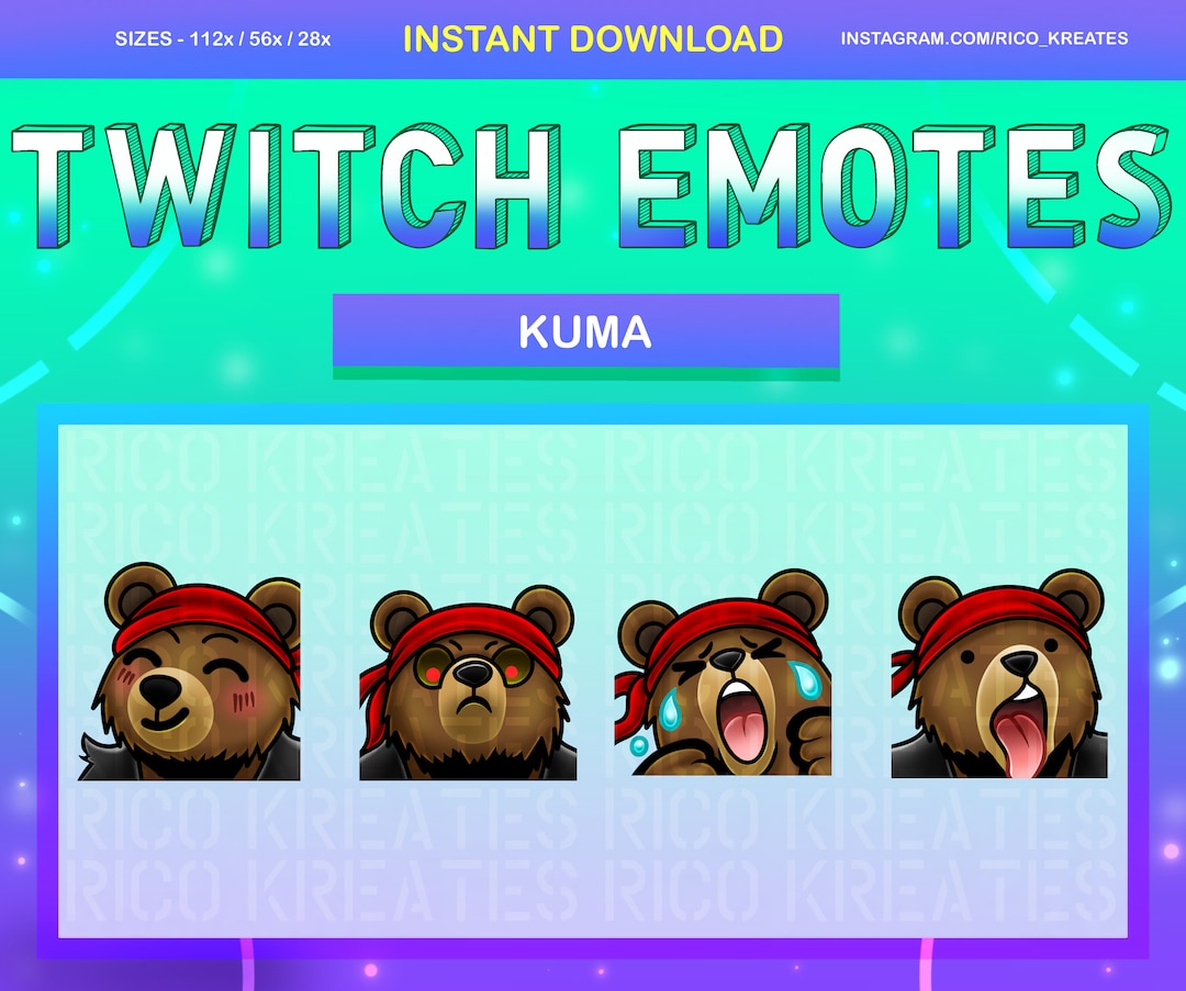 Kuma Tekken 8 Twitch Emote Pack 112x112 / 56x56 / 28x28 - Twitch, Discord, Youtube, Tekken 8 ...