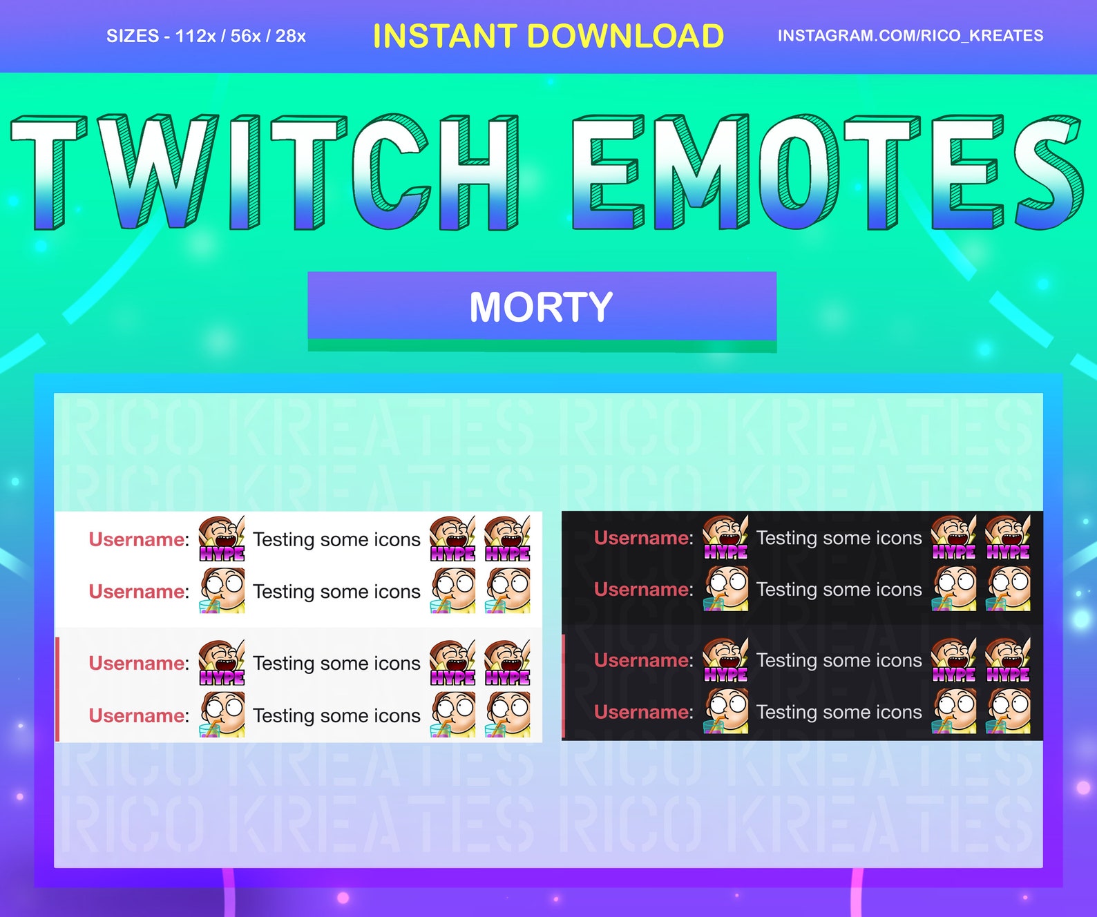 Morty Twitch Emote Pack 112x112 / 56x56 / 28x28 - Twitch, Discord ...