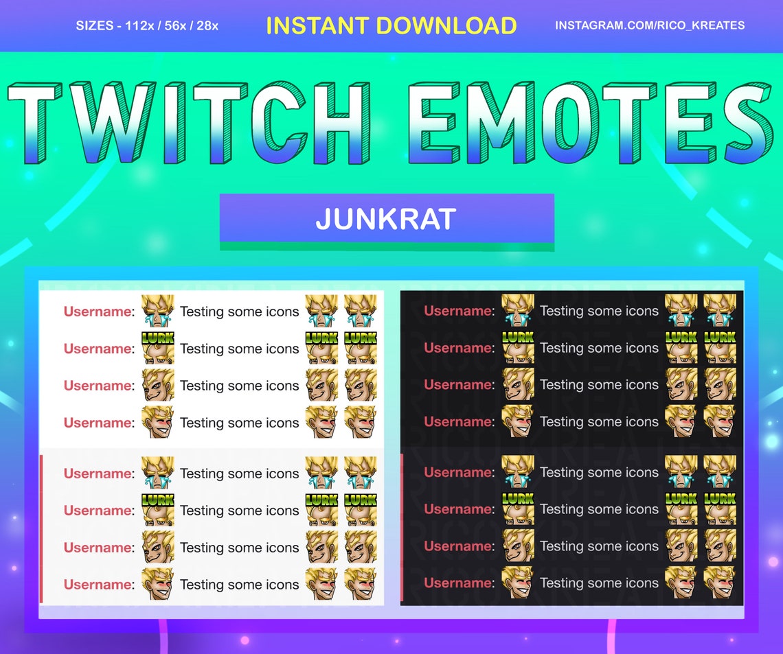 Junkrat Overwatch Twitch Emote Pack 112x112 / 56x56 / 28x28 - Twitch ...