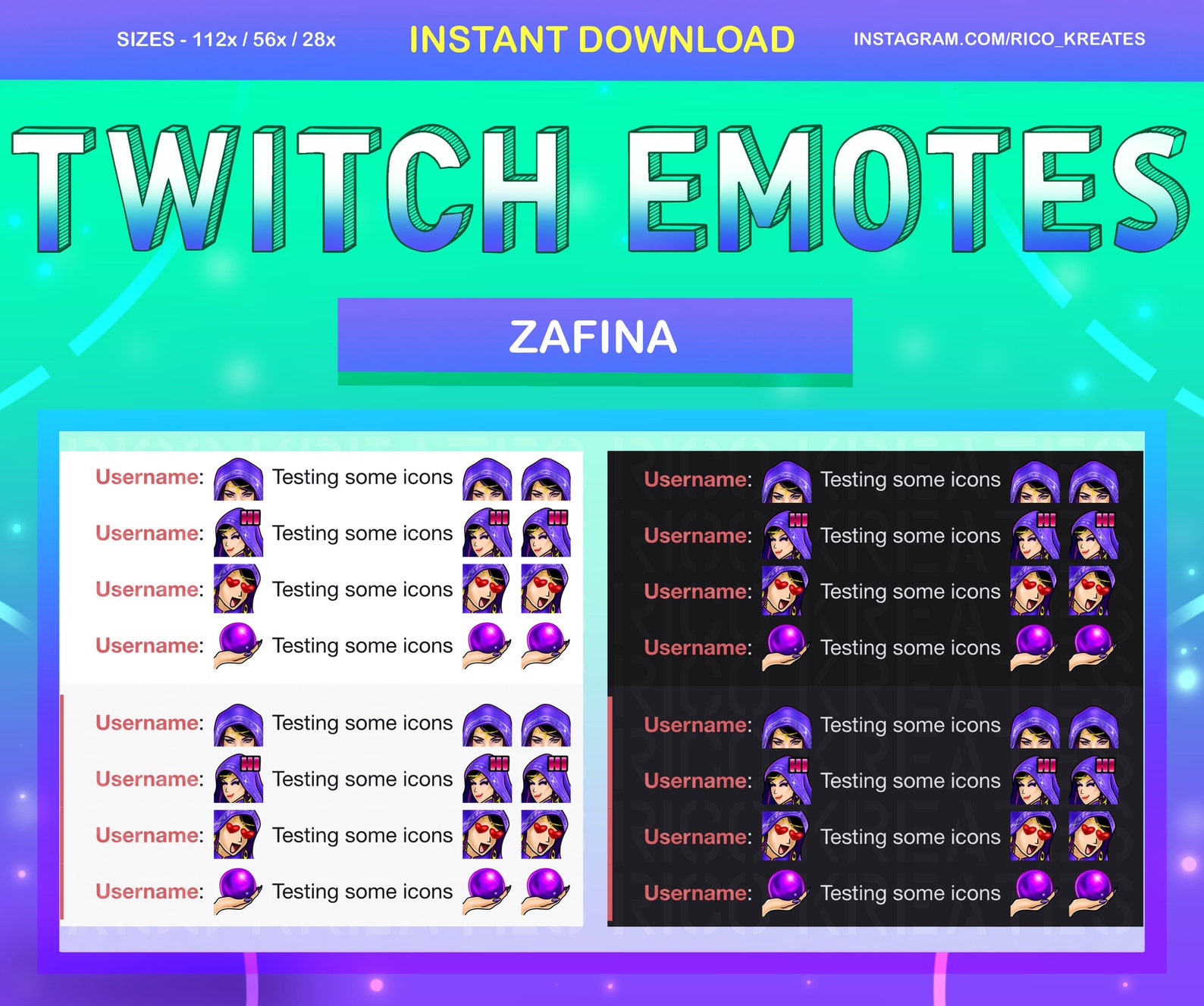 Zafina Tekken 8 Twitch Emote Pack 112x112 / 56x56 / 28x28 - Twitch ...