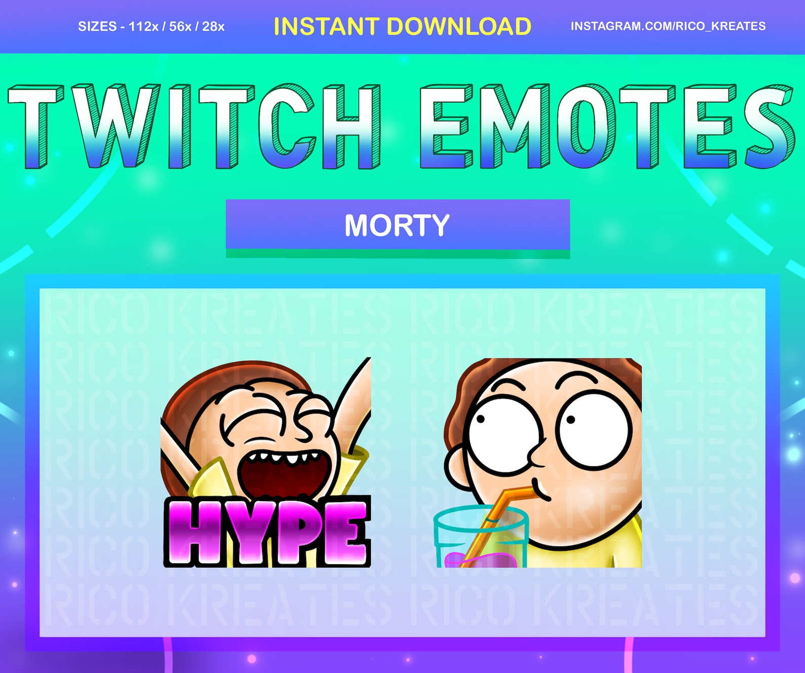 Morty Twitch Emote Pack 112x112 / 56x56 / 28x28 - Twitch, Discord ...