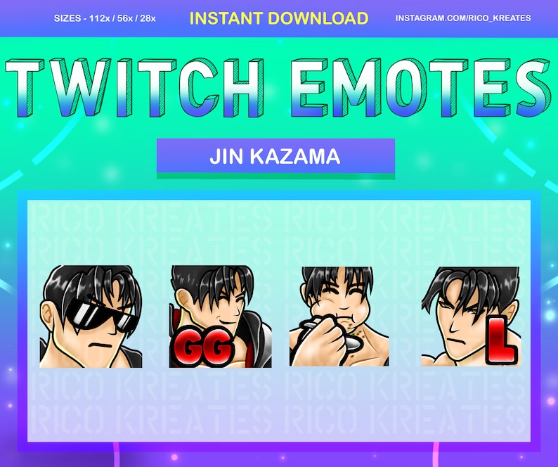 Jin Kazama Tekken 8 Twitch Emote Pack 112x112 / 56x56 / 28x28 - Twitch ...